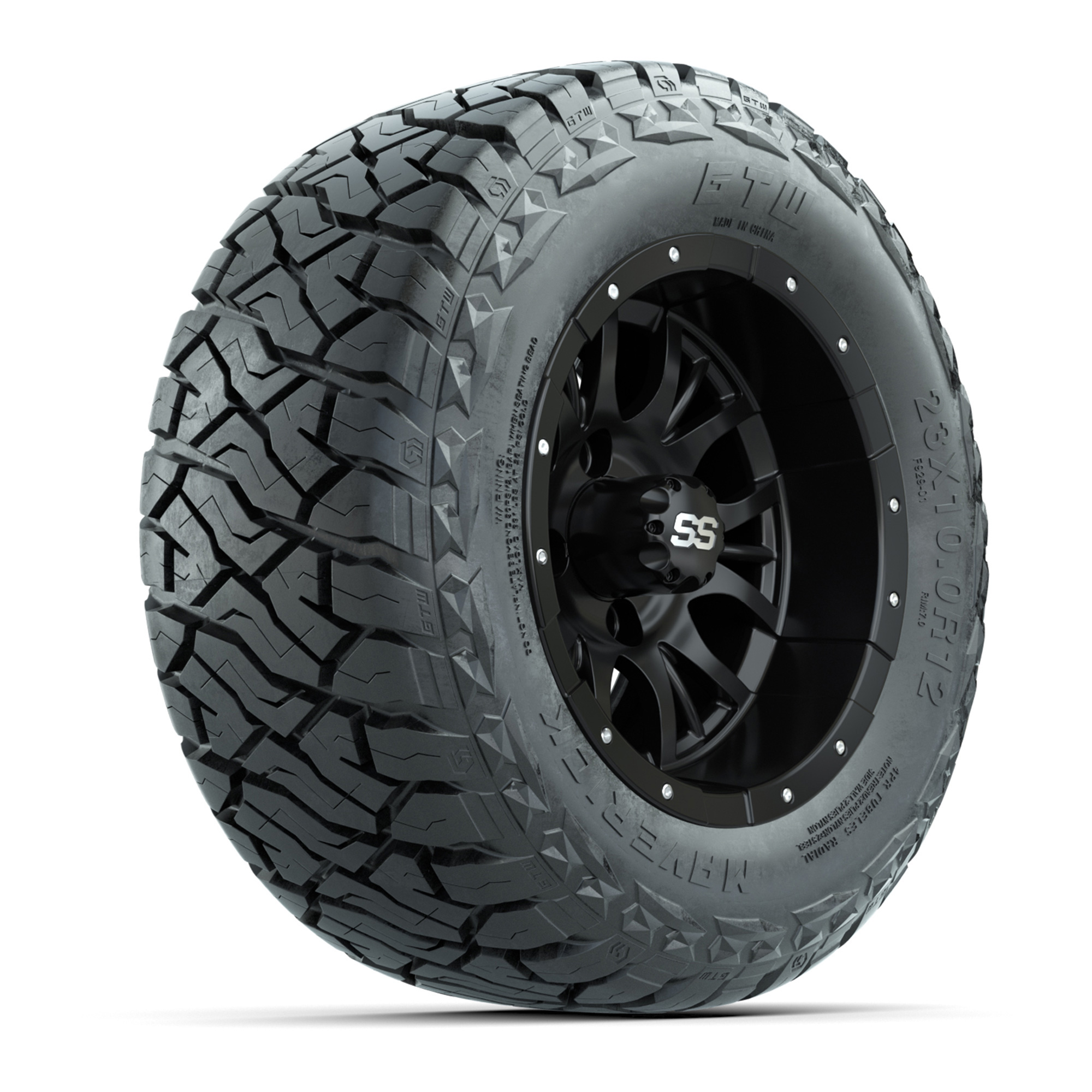 GTW Diesel Matte Black 12 in Wheels with 23x10.00-R12 Maverick All ...