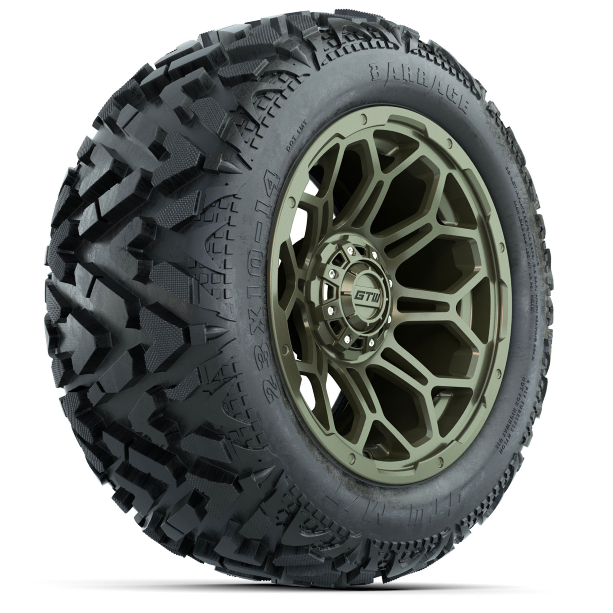 GTW Bravo Matte Recon Green 14 in Wheels with 23 in Barrage Mud Tires ...