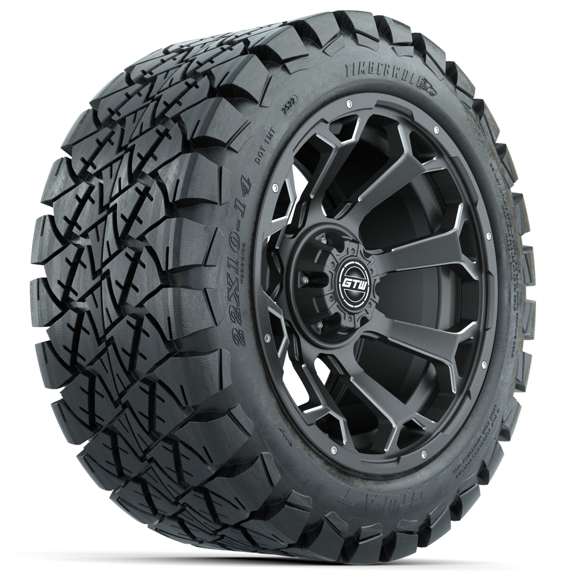 GTW Matte Gray Raven 14 in Wheels with 22x10-14 Timberwolf All-Terrain ...
