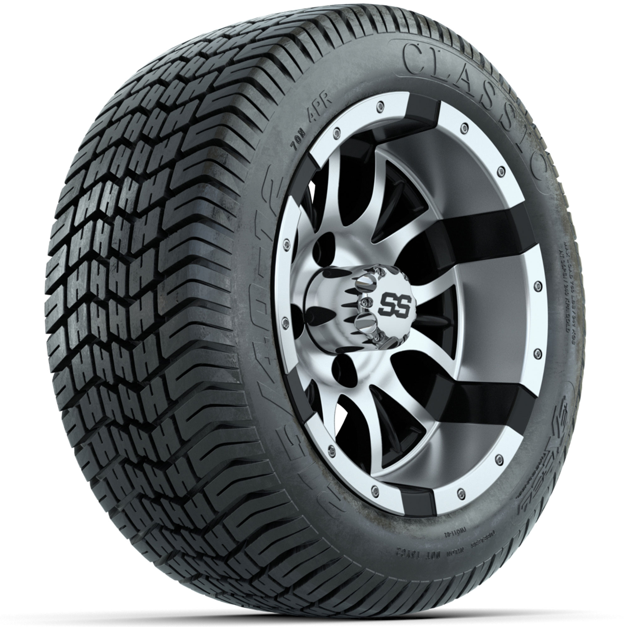 GTW Machined/Black Diesel 12 in Wheels with 215/40-12 Excel Classic ...