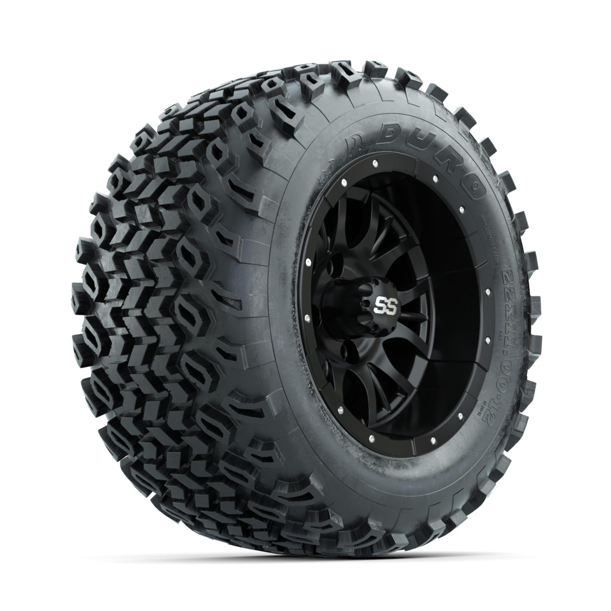 GTW Matte Black Diesel 12 in Wheels with 22x11-12 Duro All-Terrain ...
